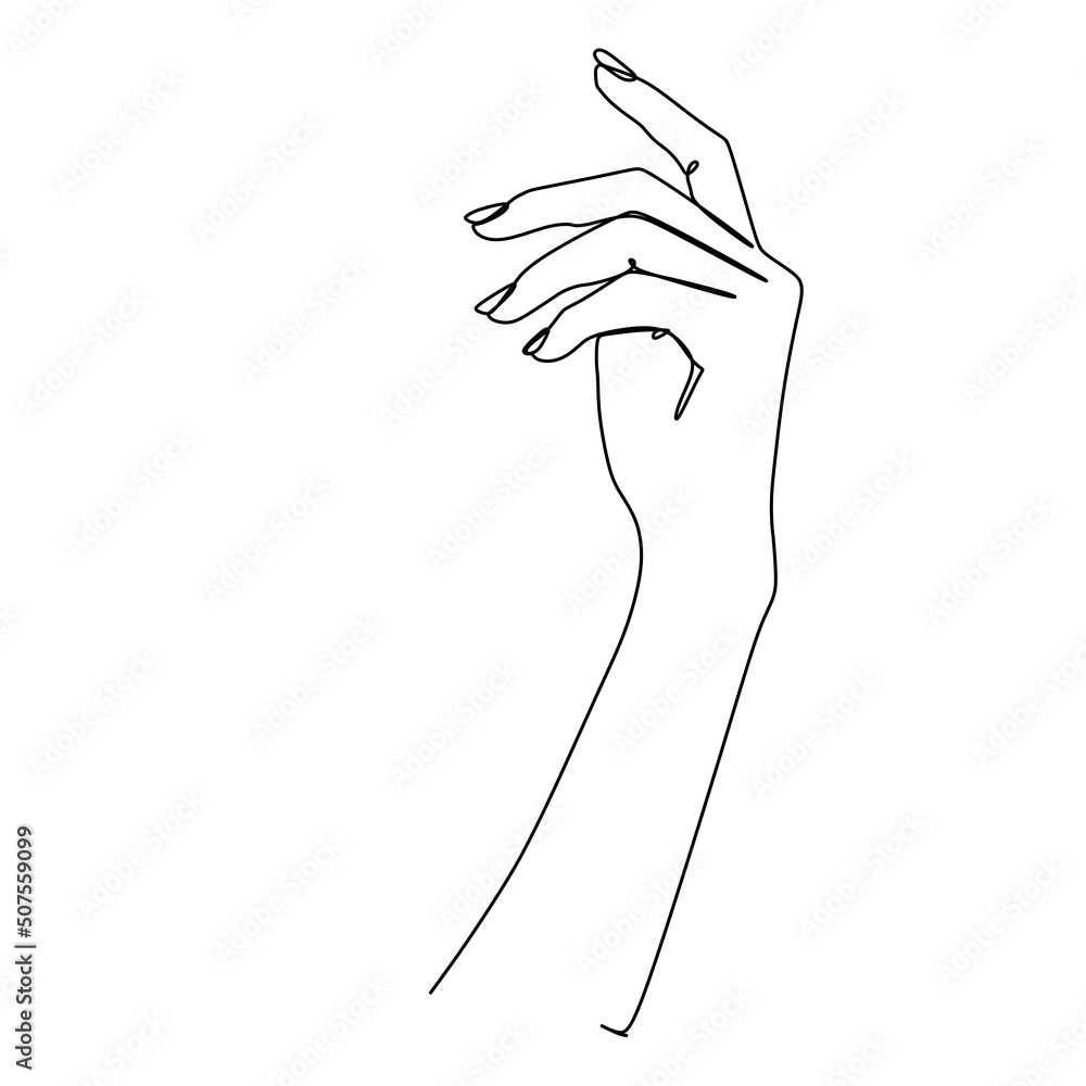 Beautiful hand gesture. Single stroke drawing. Vector illustration ... Beautiful hand gesture. Single stroke drawing. Vector illustration ...
