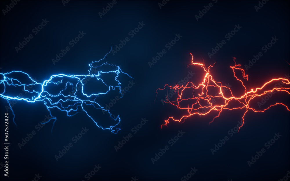 Blue lightning with dark background, 3d rendering. Stock Illustration ...