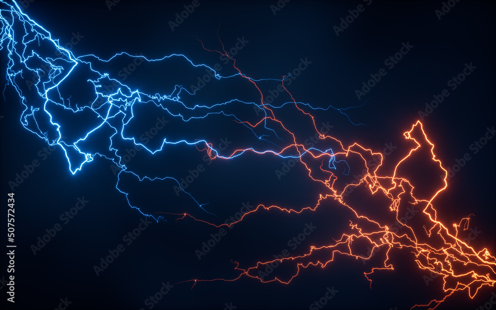 Blue lightning with dark background, 3d rendering. Stock Illustration ...