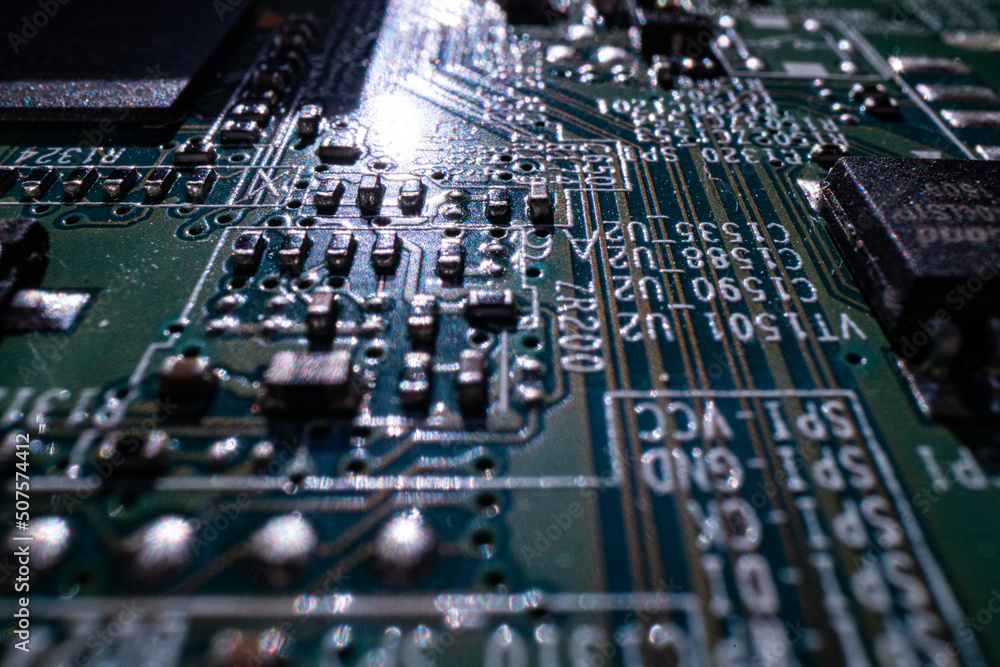 Circuit board, electronic motherboard. Digital engineering concept, hi ...