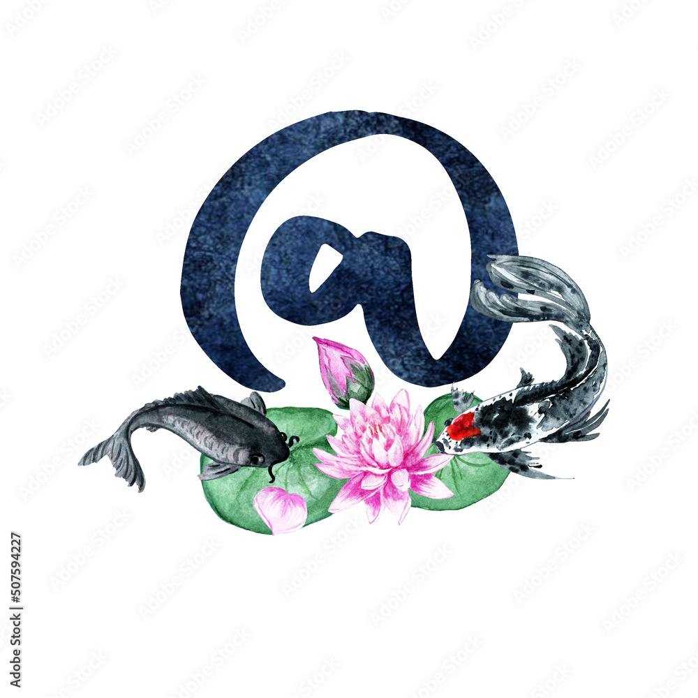 Watercolor Alphabet Japanese ,alphabet , koya, fish English watercolor ...