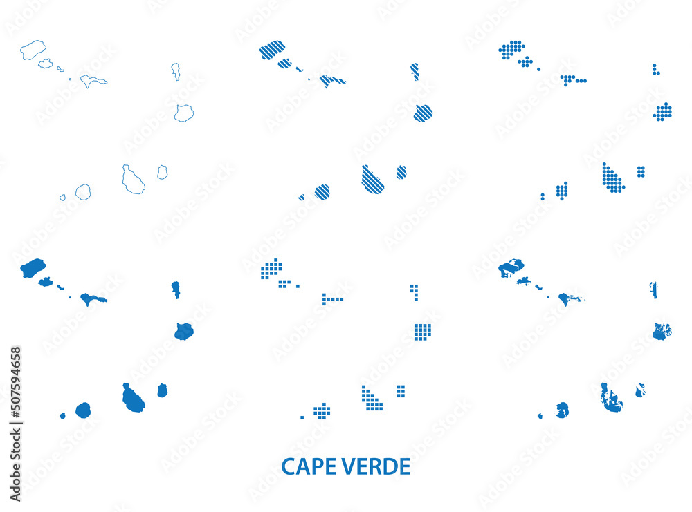 map of Republic of Cabo Verde - vector set of silhouettes in different ...