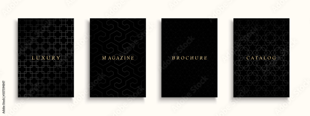 Set of black luxury ornamental covers, templates, backgrounds, placards ...