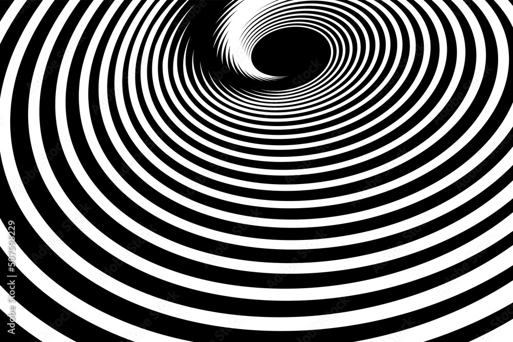 Vortex whirl movement effect. Abstract textured black and white ...
