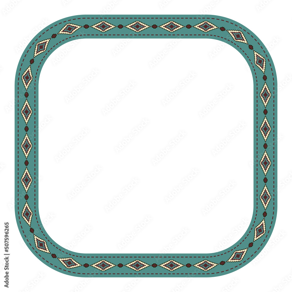 Ethnic decorative frame. Square border with Mexican textile pattern ...
