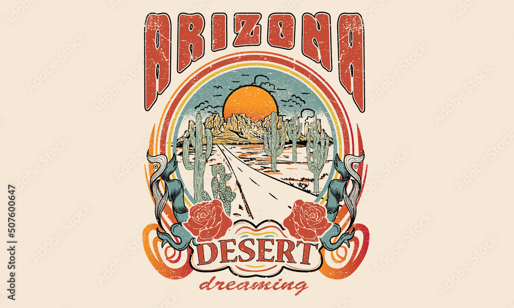 Arizona desert dreaming vector print design for t shirt and others ...