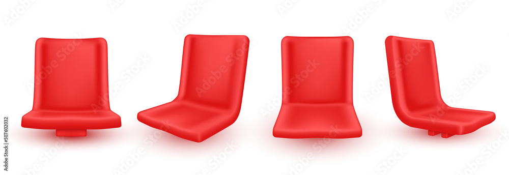 Vetor de Collection realistic red stadium seats front side view vector ...