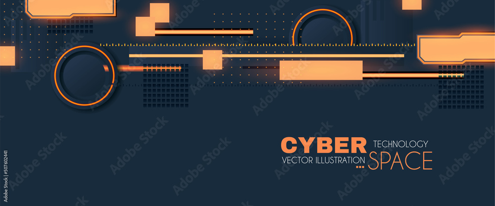 Abstract techno background with orange lights. Cyberpunk design ...