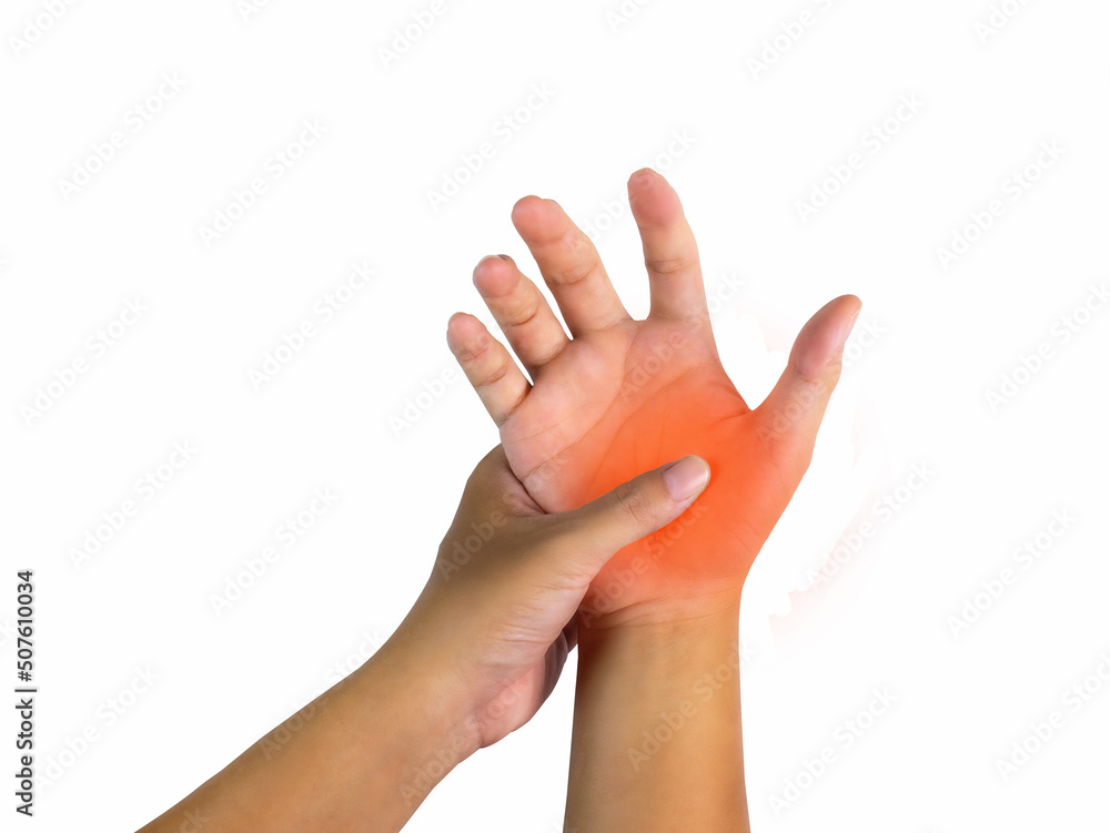 Take two hands, squeeze the sore spot. The sore spot is red, indicating ...