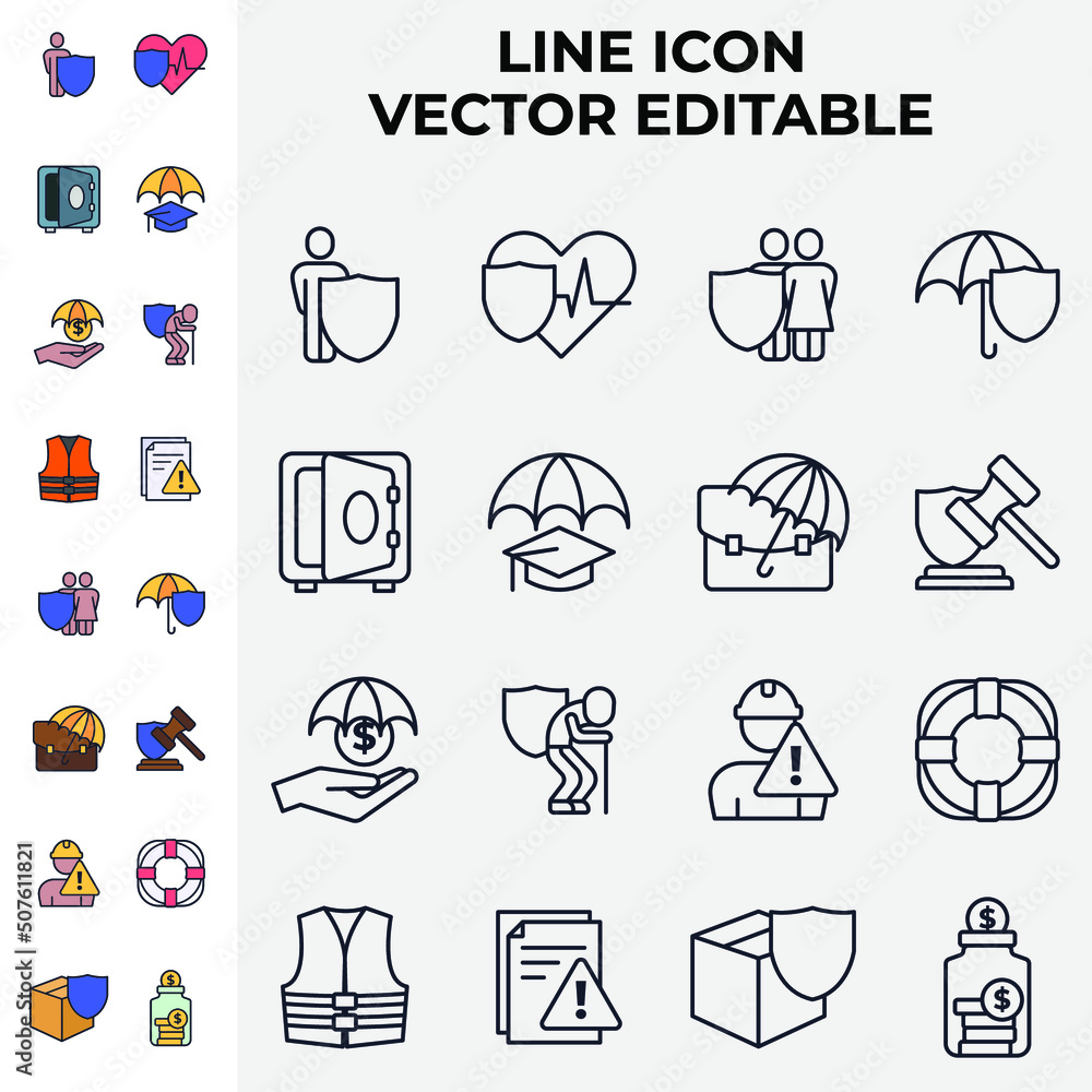 insurance set icon symbol template for graphic and web design ...