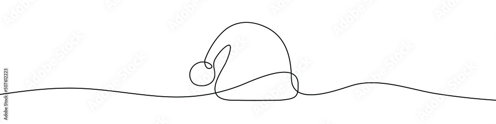 Continuous line drawing of cap of santa. Christmas hat one line icon ...
