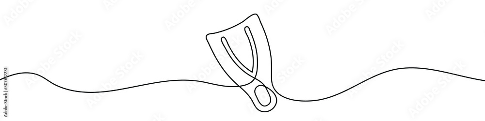 Continuous line drawing of flippers. Flippers one line icon. One line ...