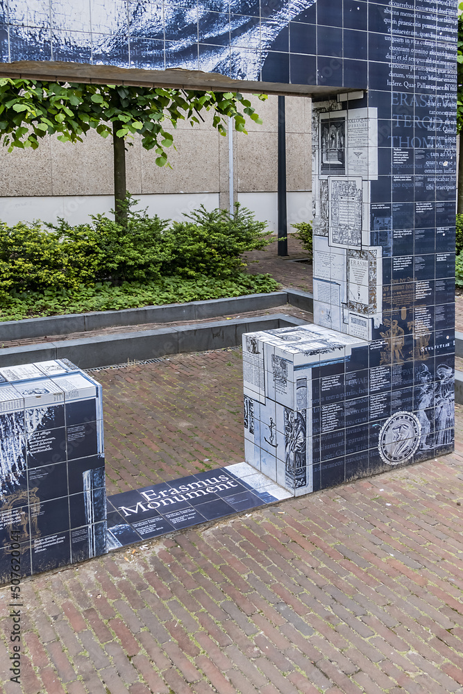 View of Erasmus Monument in Rotterdam. Erasmus Monument, unveiled on ...
