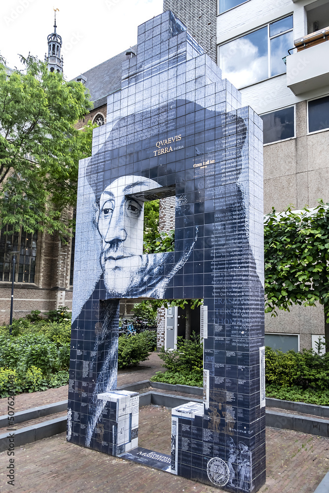 View of Erasmus Monument in Rotterdam. Erasmus Monument, unveiled on ...