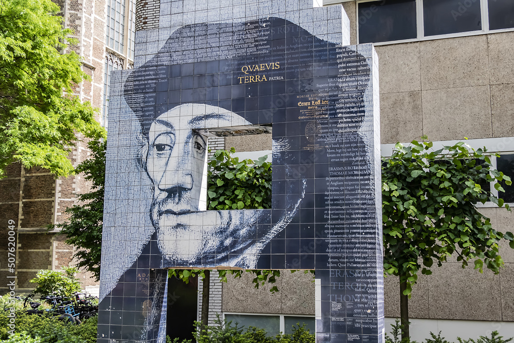 View of Erasmus Monument in Rotterdam. Erasmus Monument, unveiled on ...