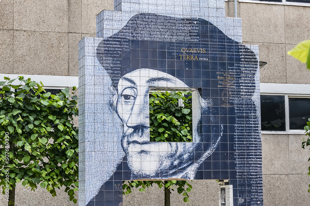 View of Erasmus Monument in Rotterdam. Erasmus Monument, unveiled on ...