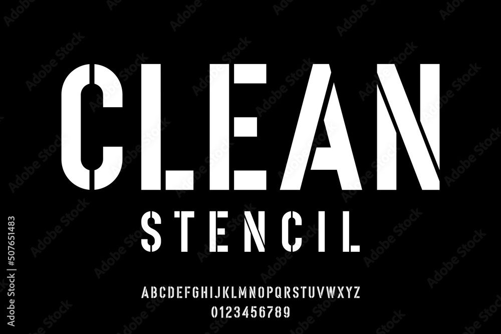 Condensed stencil alphabets display font vector Stock Vector | Adobe Stock