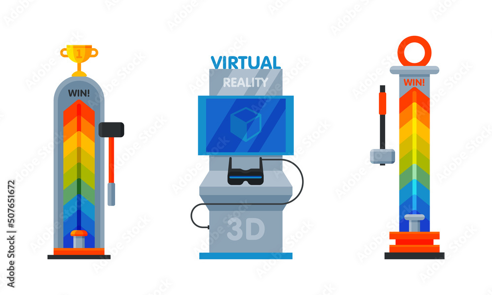 Game machines set. Gaming computer machinery cartoon vector ...