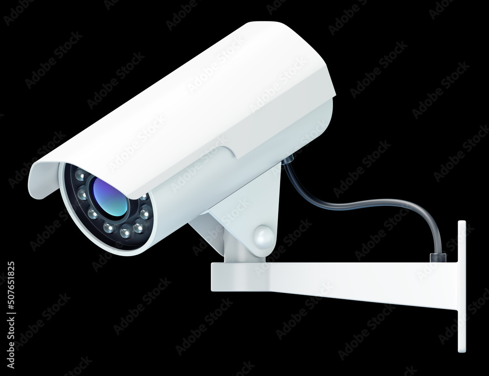 CCTV Surveillance Camera. Side view of an external wall-mounted CCTV ...