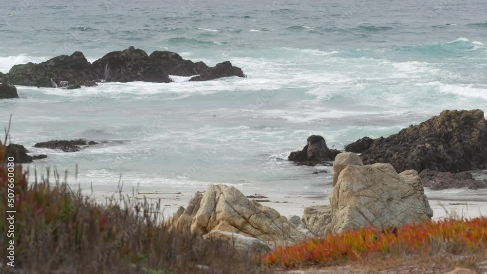 17-mile drive, Monterey, California USA. Rocky craggy ocean, sea water ...