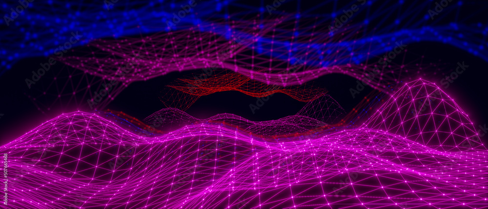Heat wave, energize, energy transfer concept. Complex three dimensional ...
