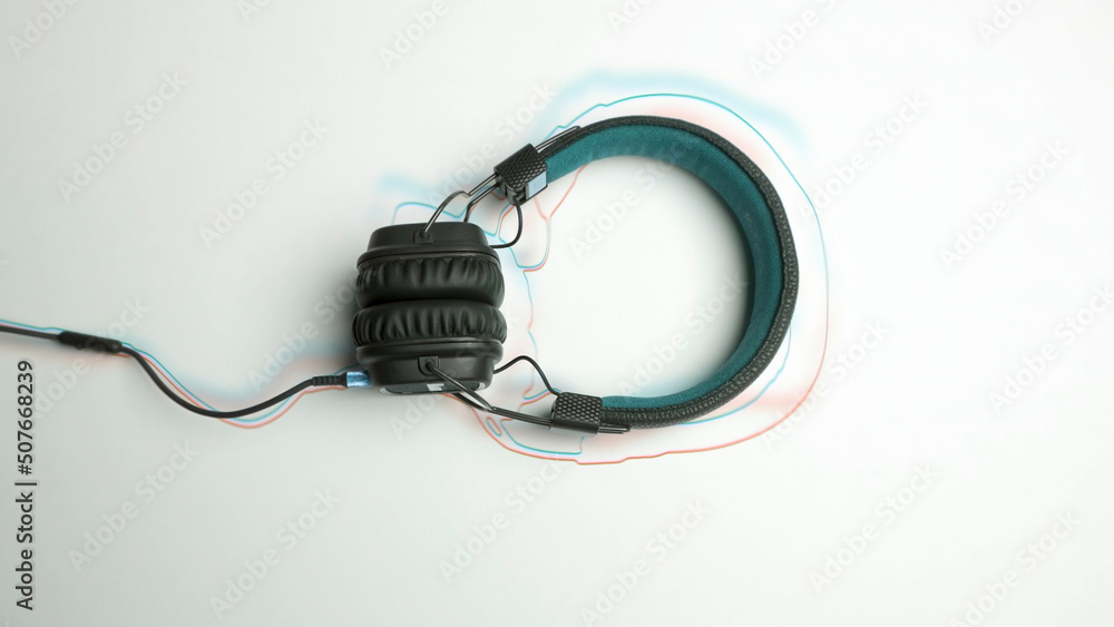Headphones on white background with animated lines. Animation ...