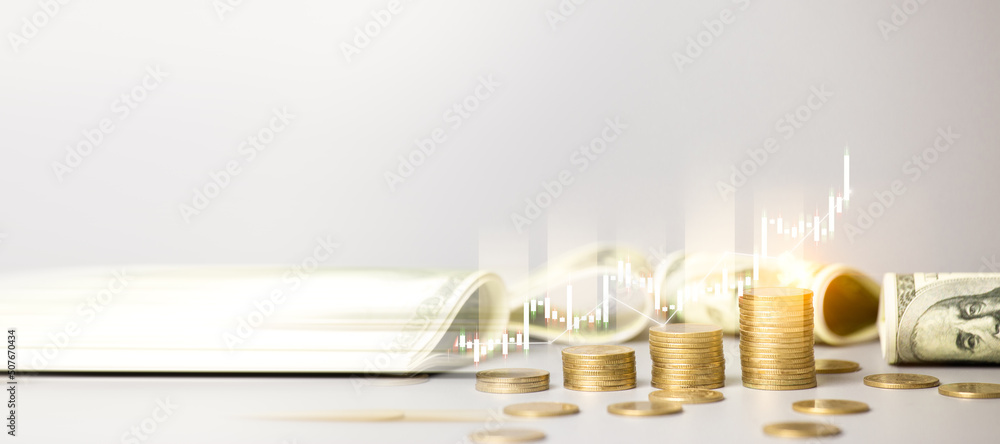 Stock funding or money saving graph with coins. Background for business ...