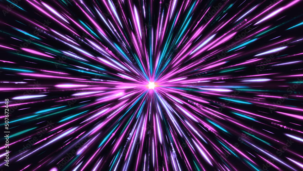 Rays move to central point. Animation. Bright dot in center absorbs ...