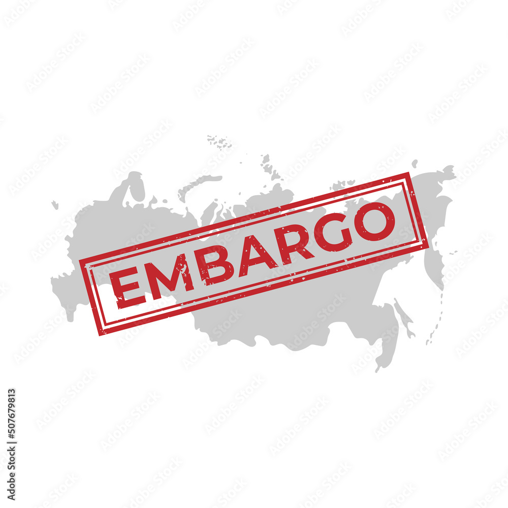 red rectangular stamp with embargo inscription with grunge effect and ...