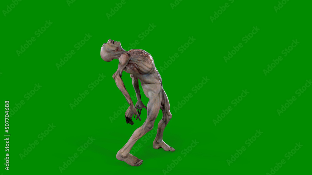 Fantasy character Zombie Undead in epic pose - 3D render on isolated ...