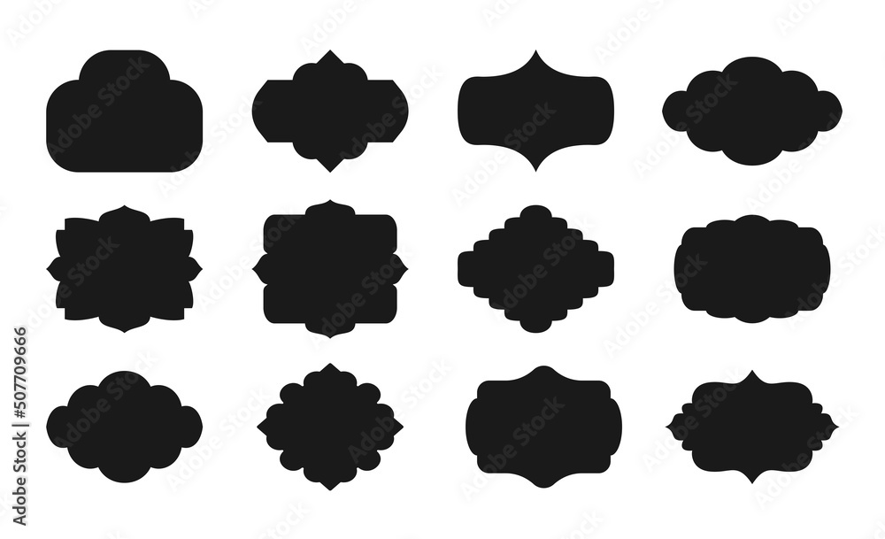 Vetor do Stock: Label set, flat style. Contour frame for text, sale ...