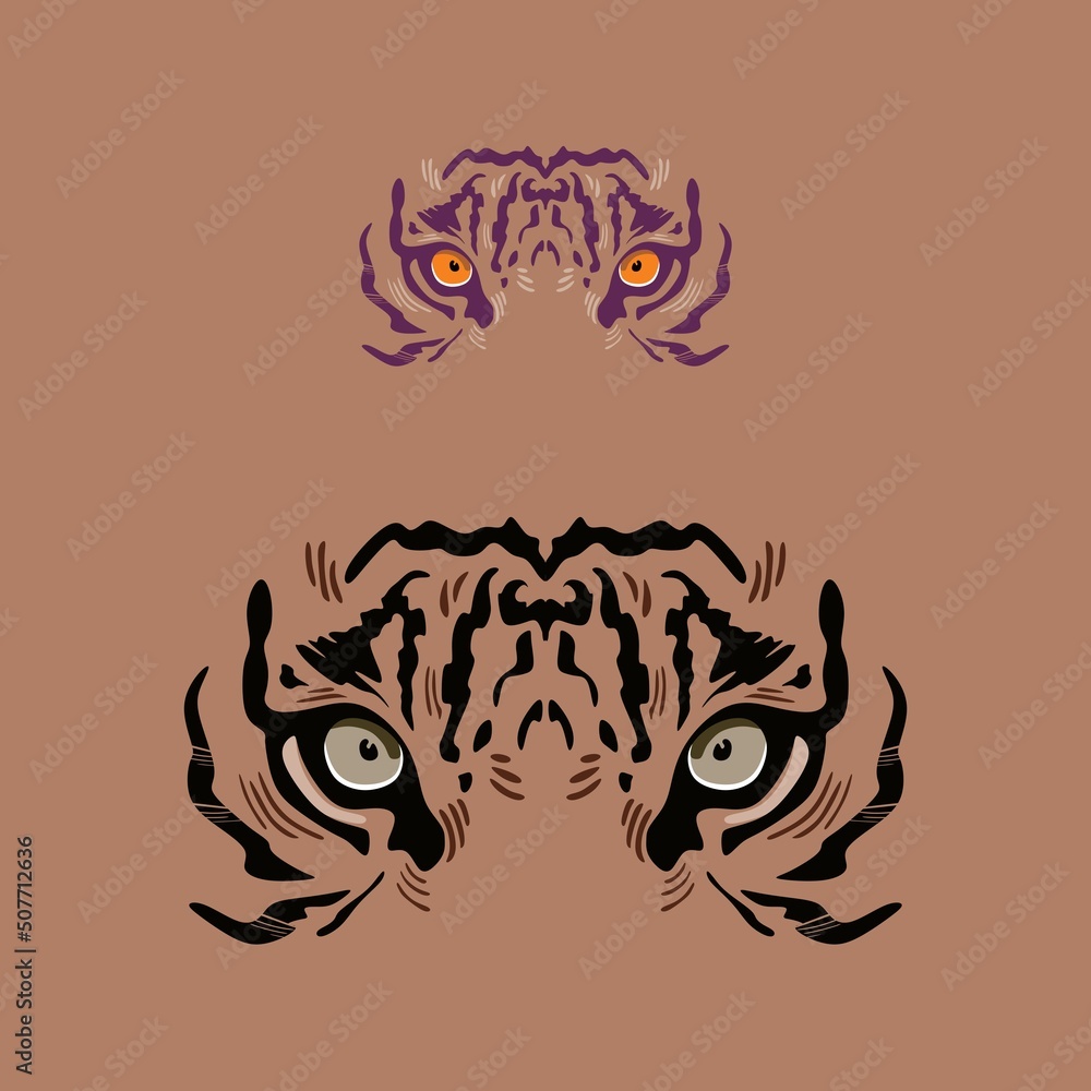 tiger eyes logo, silhouette of great tiger face vector illustrations ...