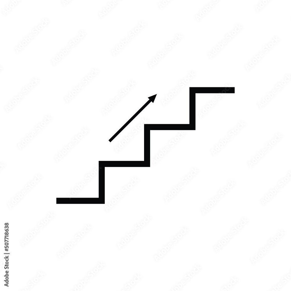 Stairs up vector icon. Up, down ,step, top symbol. Arrow, ladder, stair ...