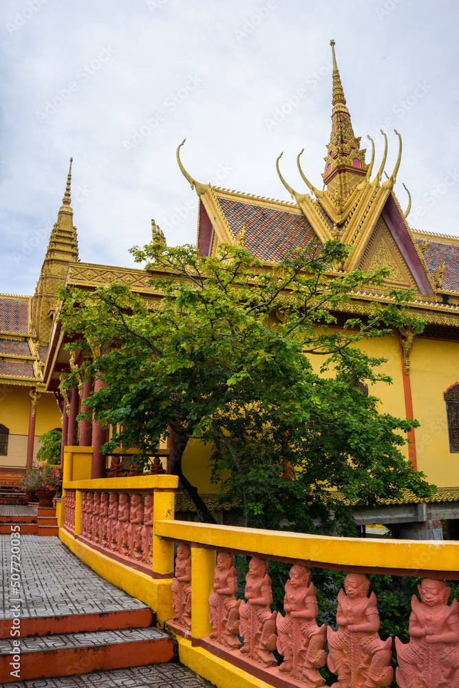 view of Ta Pa pagoda in Ta Pa hill, Tri Ton town, one of the most ...