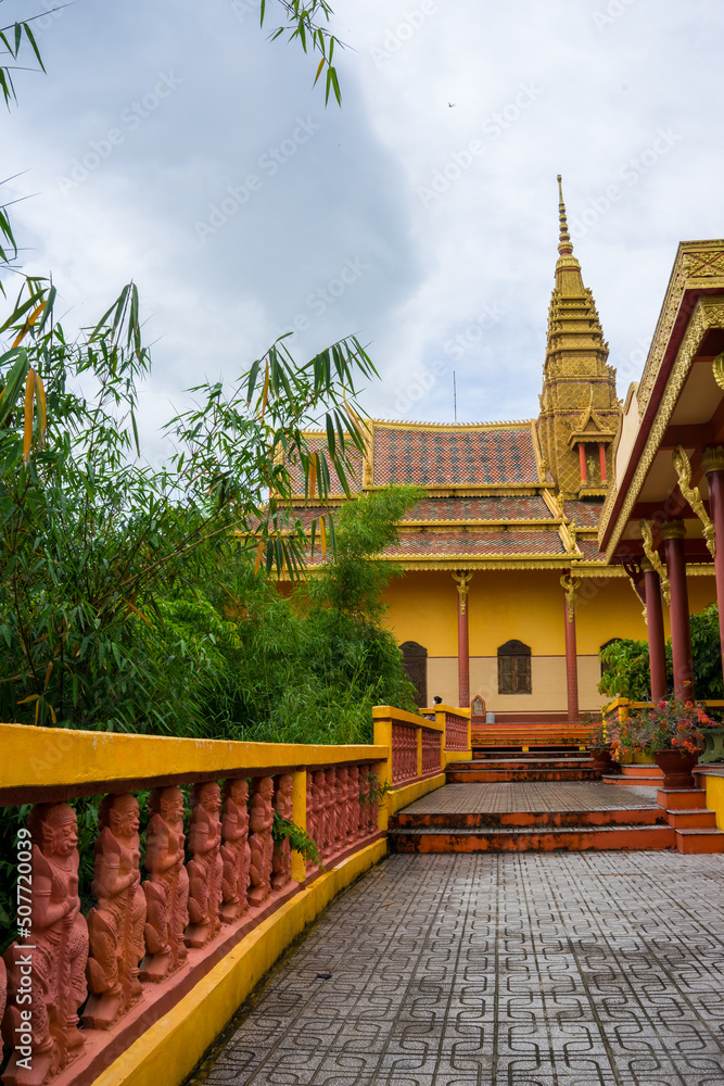 view of Ta Pa pagoda in Ta Pa hill, Tri Ton town, one of the most ...