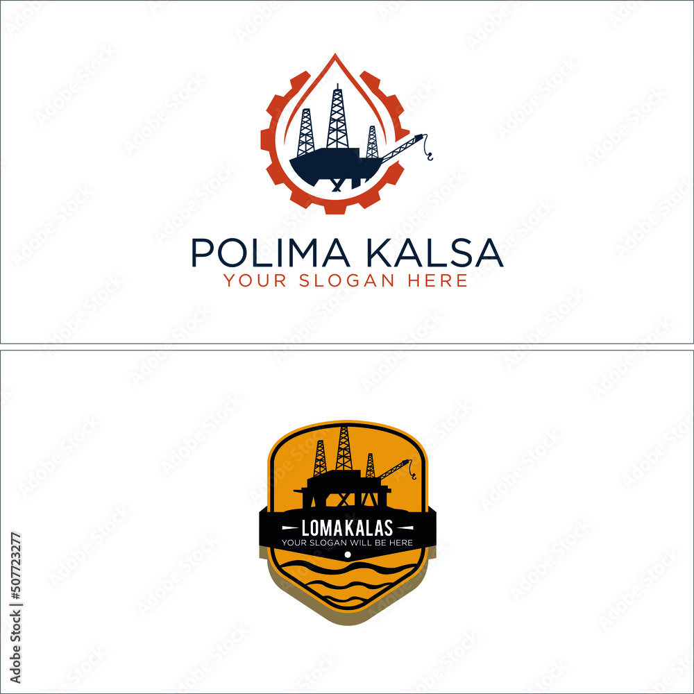 Modern industrial drilling oil and gas logo design icon template art ...