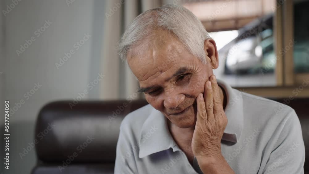 Asian senior man patients toothache while hands on cheek, Health ...