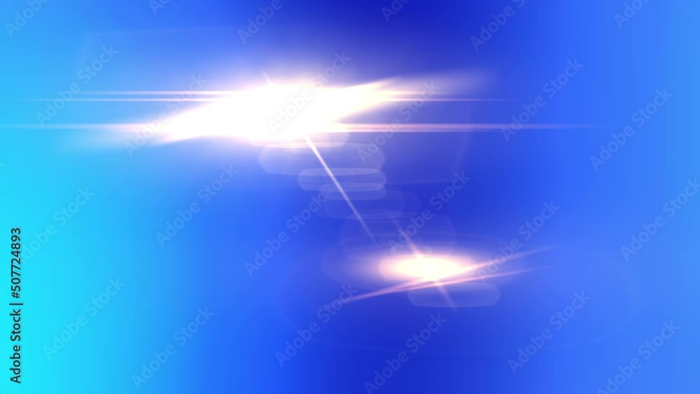 Lens flare rotation in blue light leak background. PC 2D rendering ...