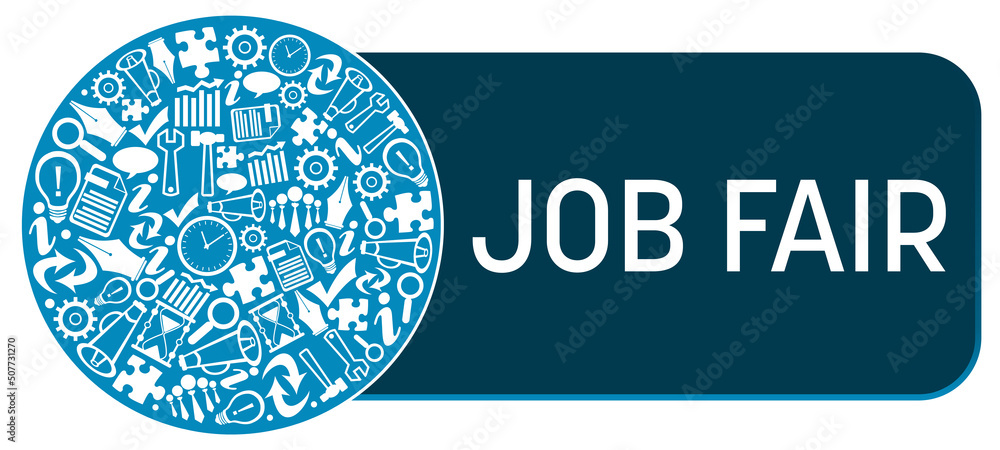 Job Fair Blue Business Symbols Circular Left Box Text Stock ...