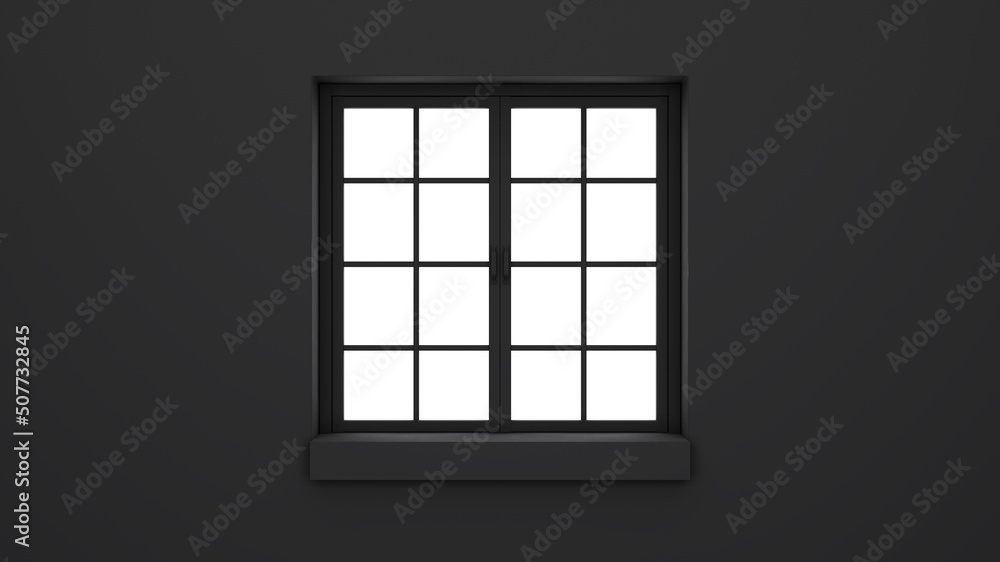 Black window with white background. 3d rendering illustration. Stock ...