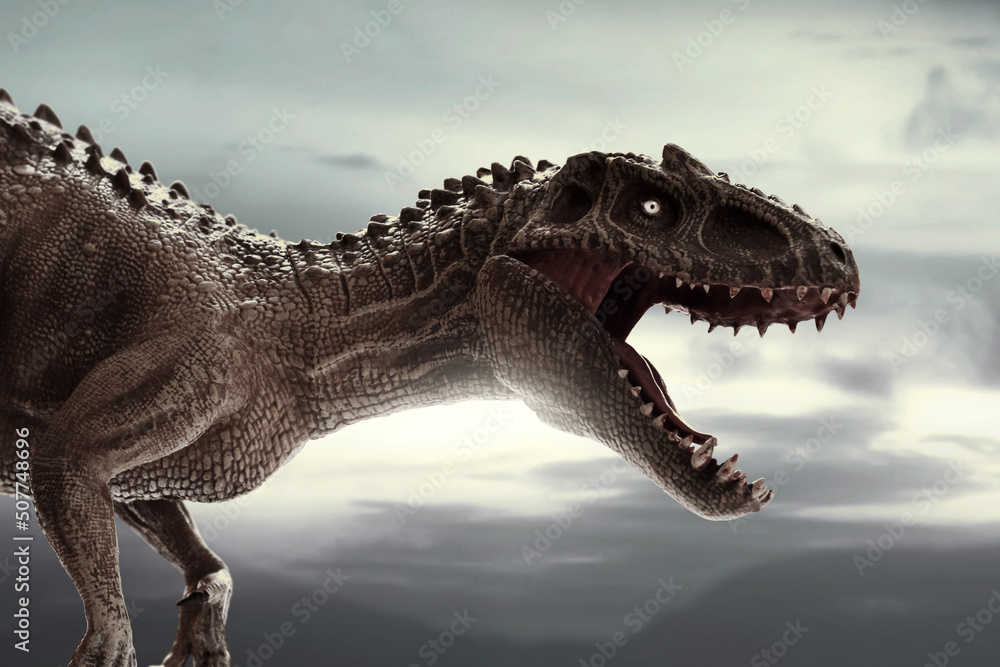 Dinosaur death, Tyrannosaurus Rex in the jungle Stock Illustration ...