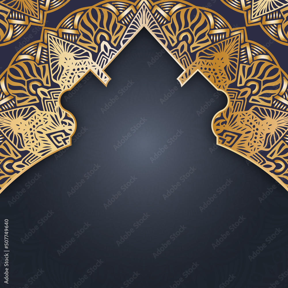 Luxury gold border frame islamic ornament ilustração do Stock | Adobe Stock