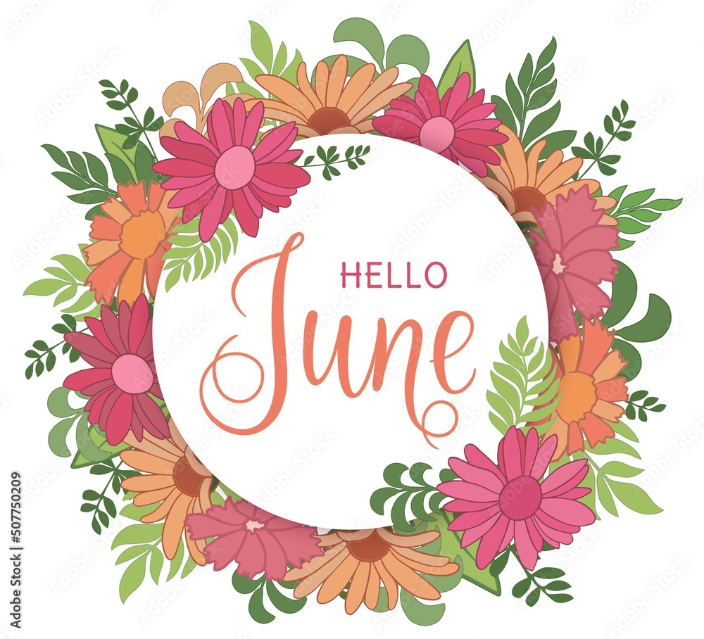Vecteur Stock Handwritten, hello june, lettering message. June welcome ...
