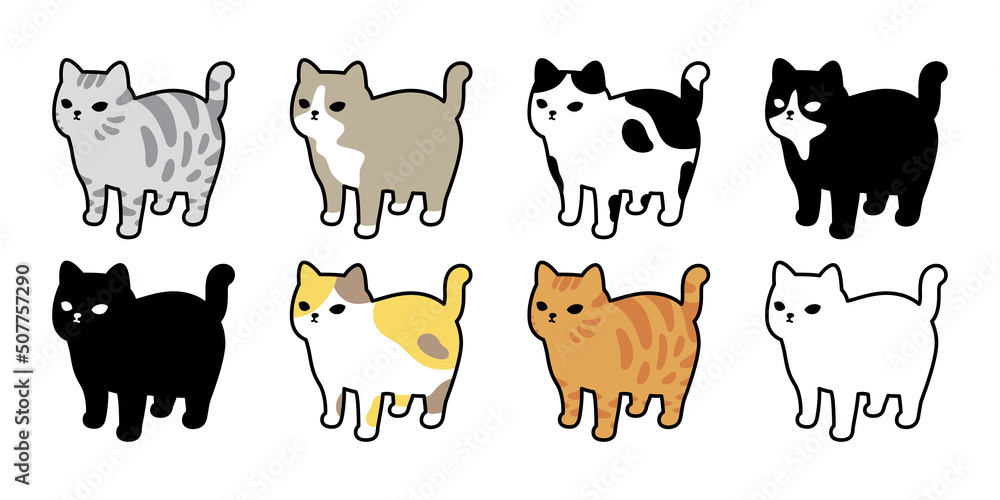 cat vector icon kitten calico logo breed cartoon character symbol ...