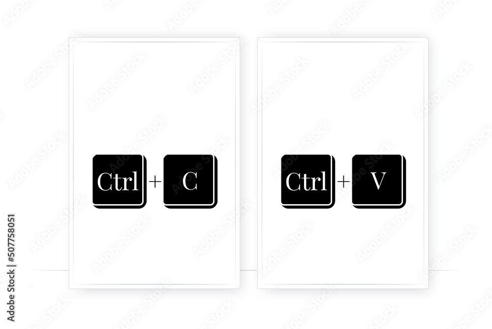 Ctrl plus c, ctrl plus v, symbol. Scandinavian minimalist poster design ...