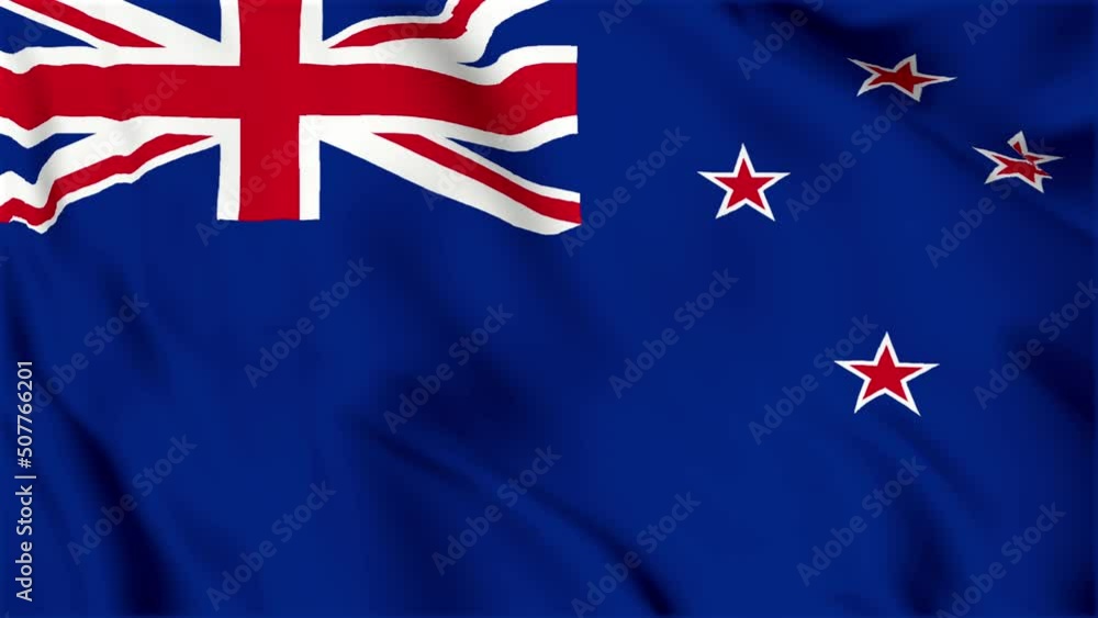 New Zealand's national flag is waving in the seamless video. Animated ...