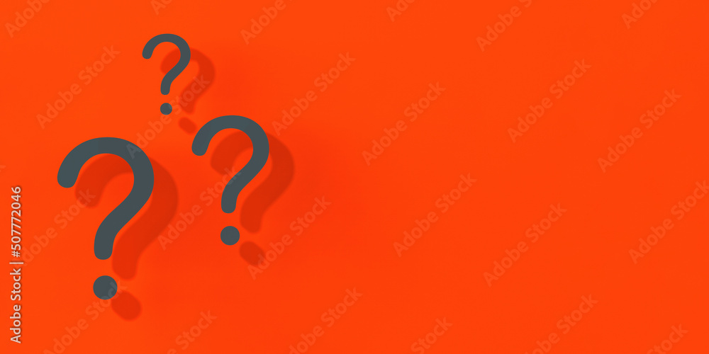 Question marks with shadow on red background.Technical support. Answers ...
