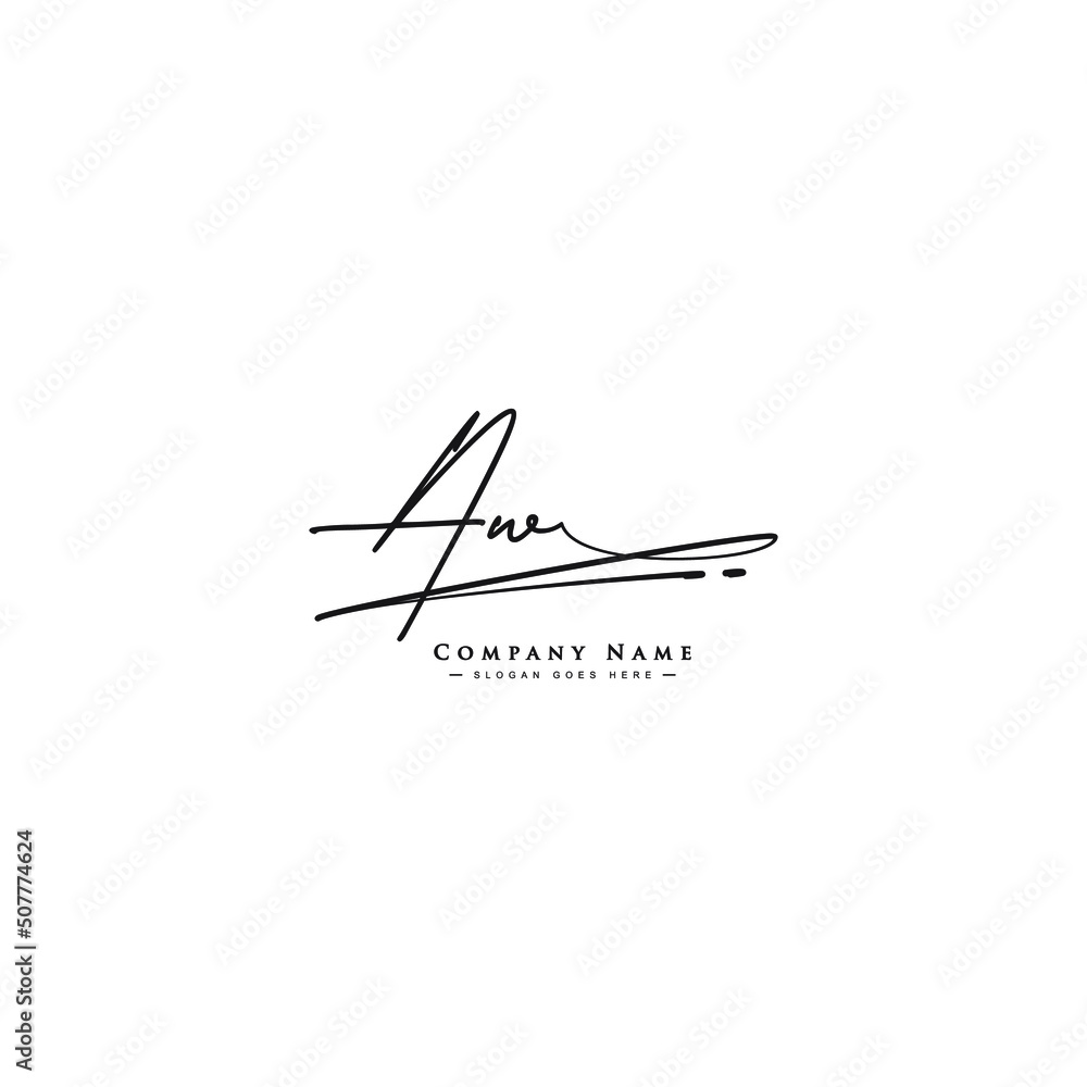 Initial Letter AW Logo - Handwritten Signature Style Logo Stock Vector ...