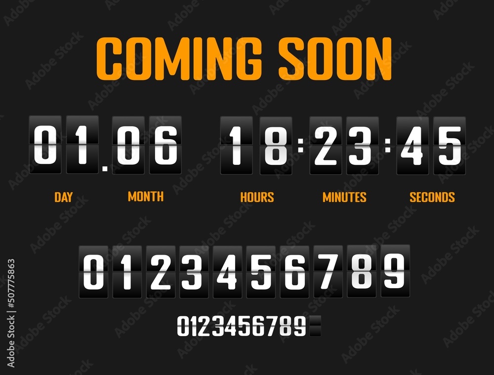 Airport Countdown Timer Vector Analog Clock Counter Black Flip Panel