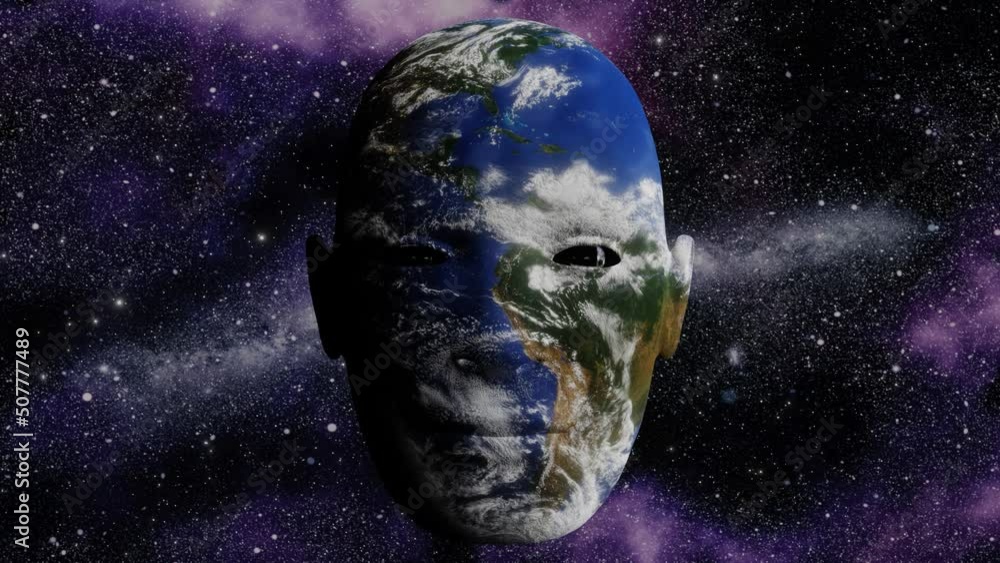 Earth in a shape of human face with the stars and galaxy in the ...